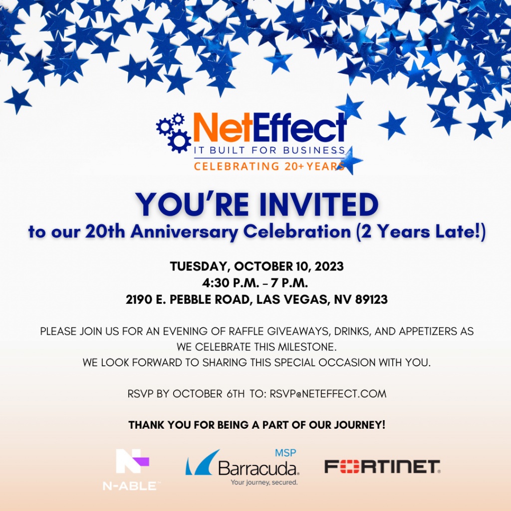 You're Invited To Our 20th Anniversary! | NetEffect, LLC